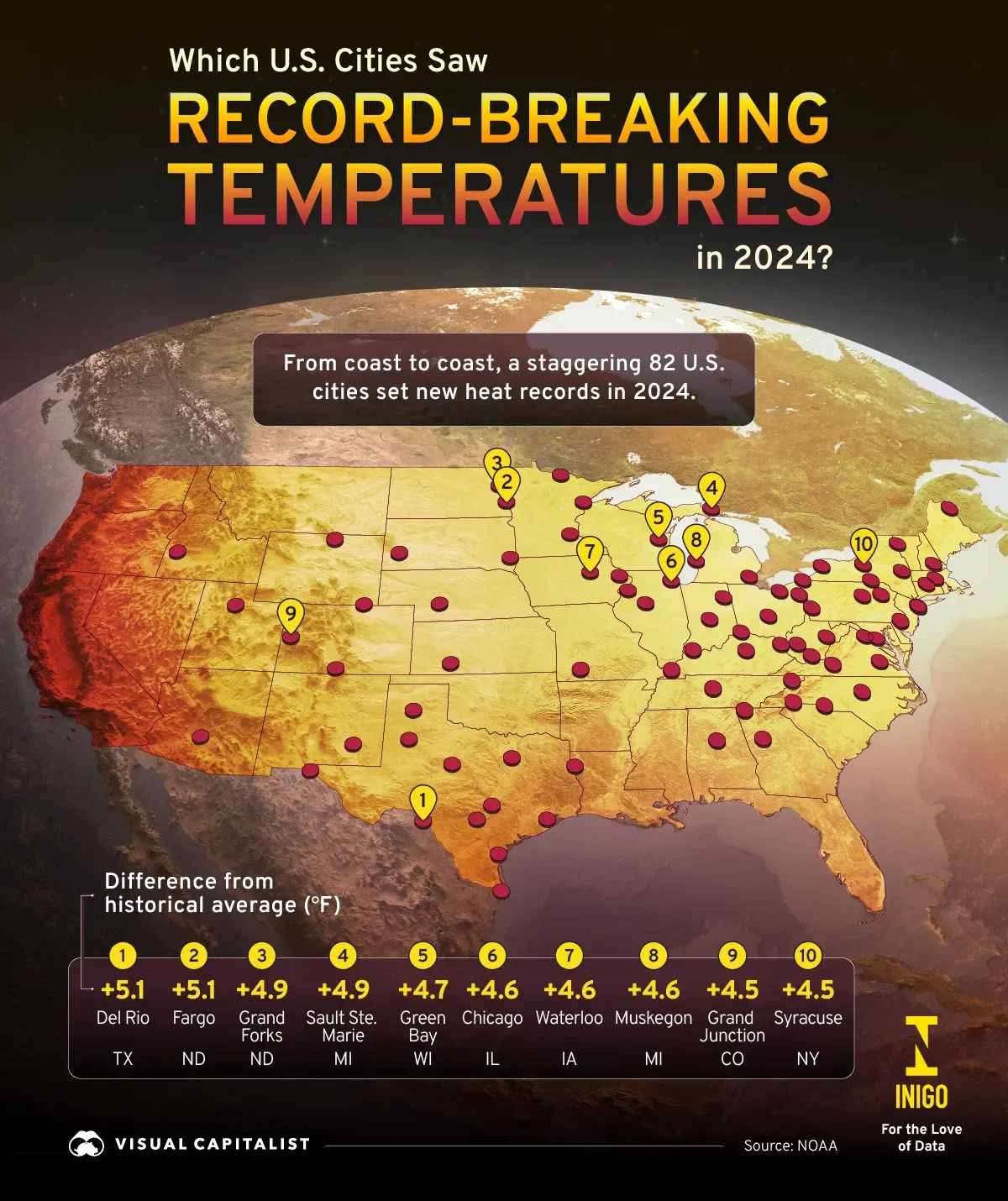 Mapped: Which Cities Saw Record-Breaking Temperatures in 2024? - Voronoi