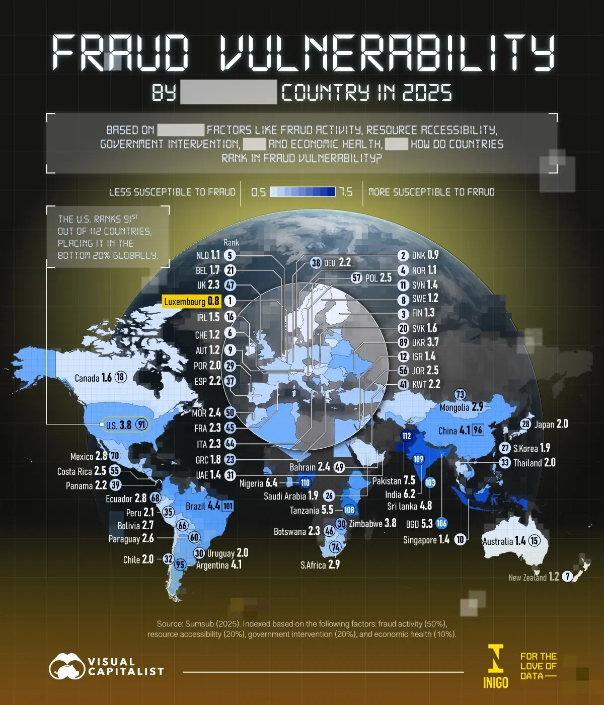 Fraud Vulnerability by Country in 2025 - Voronoi